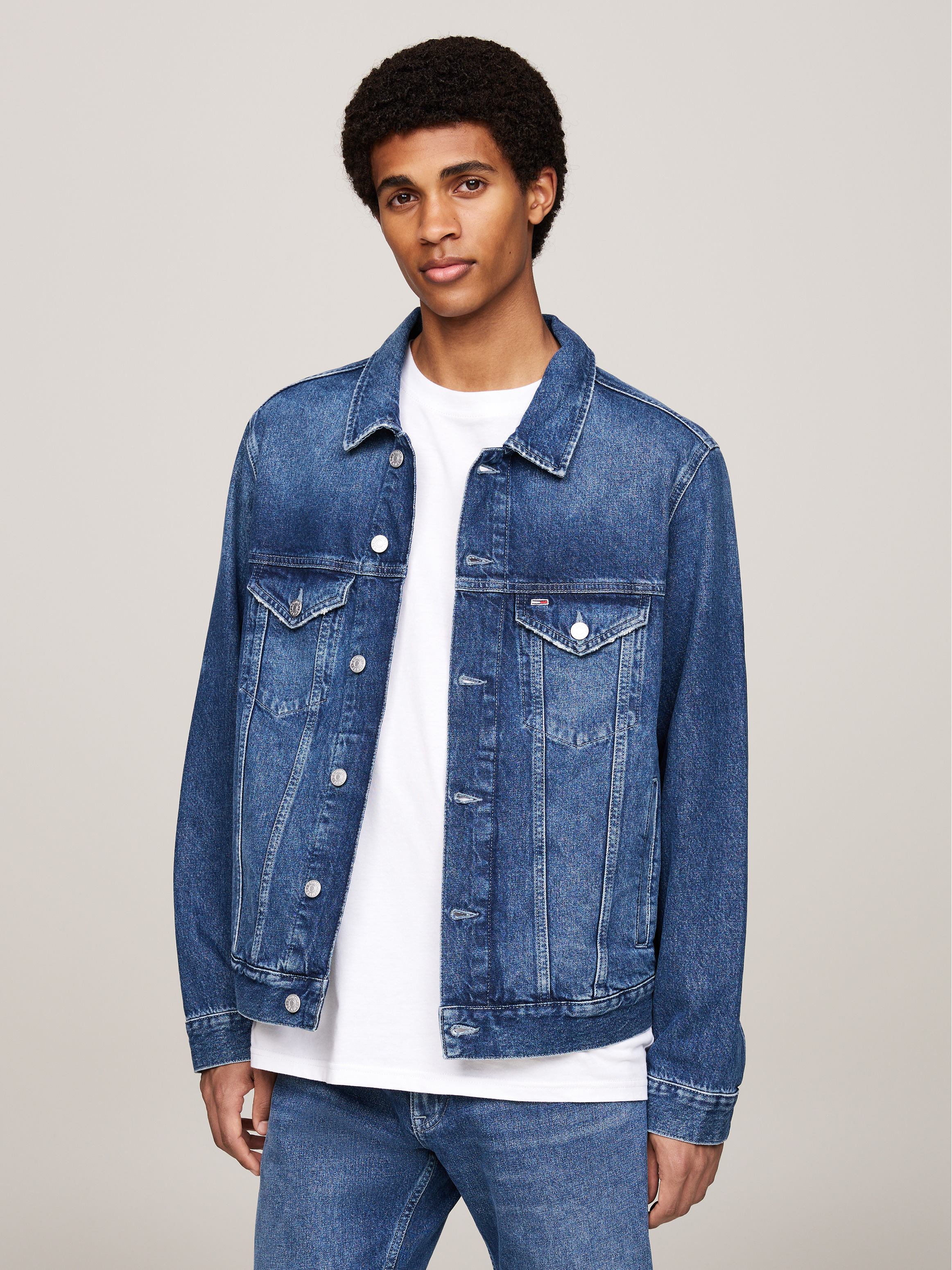 Back Logo Denim Trucker Jacket | Coats & Jackets | Tommy Jeans