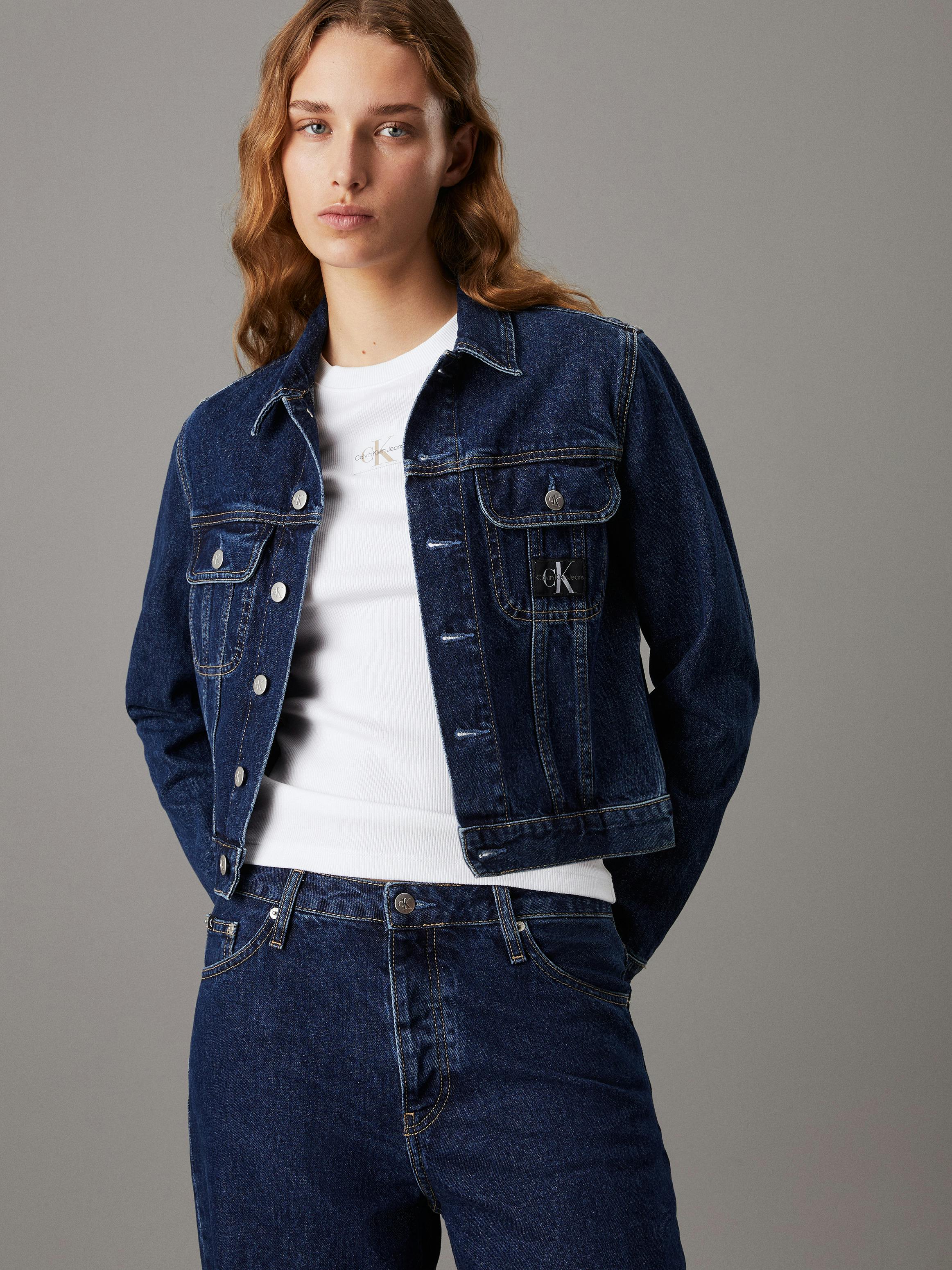 womens dark blue denim jacket