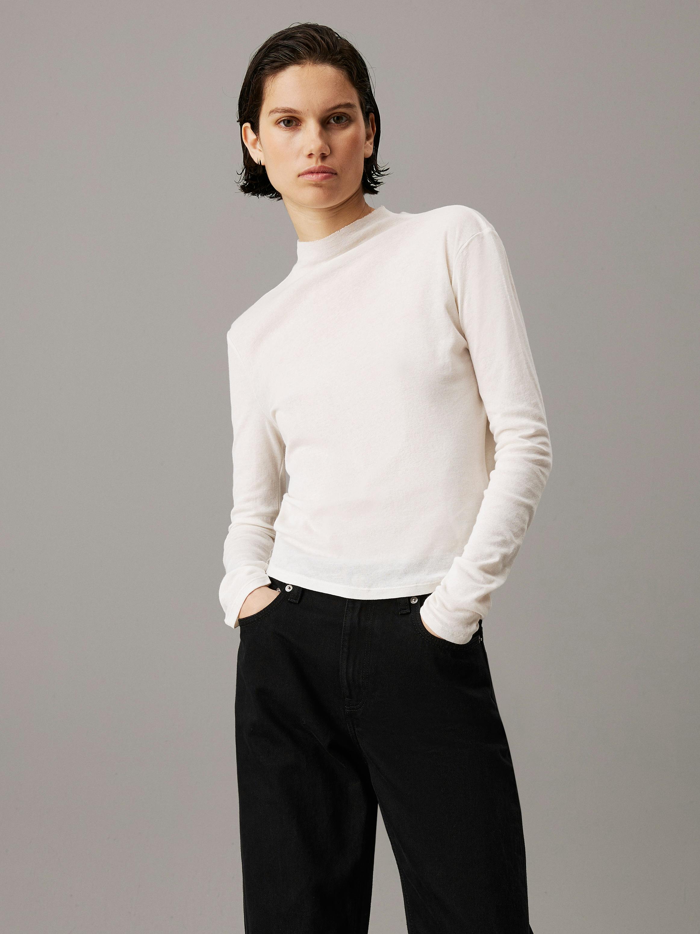 Sheer White Long Sleeve Tops