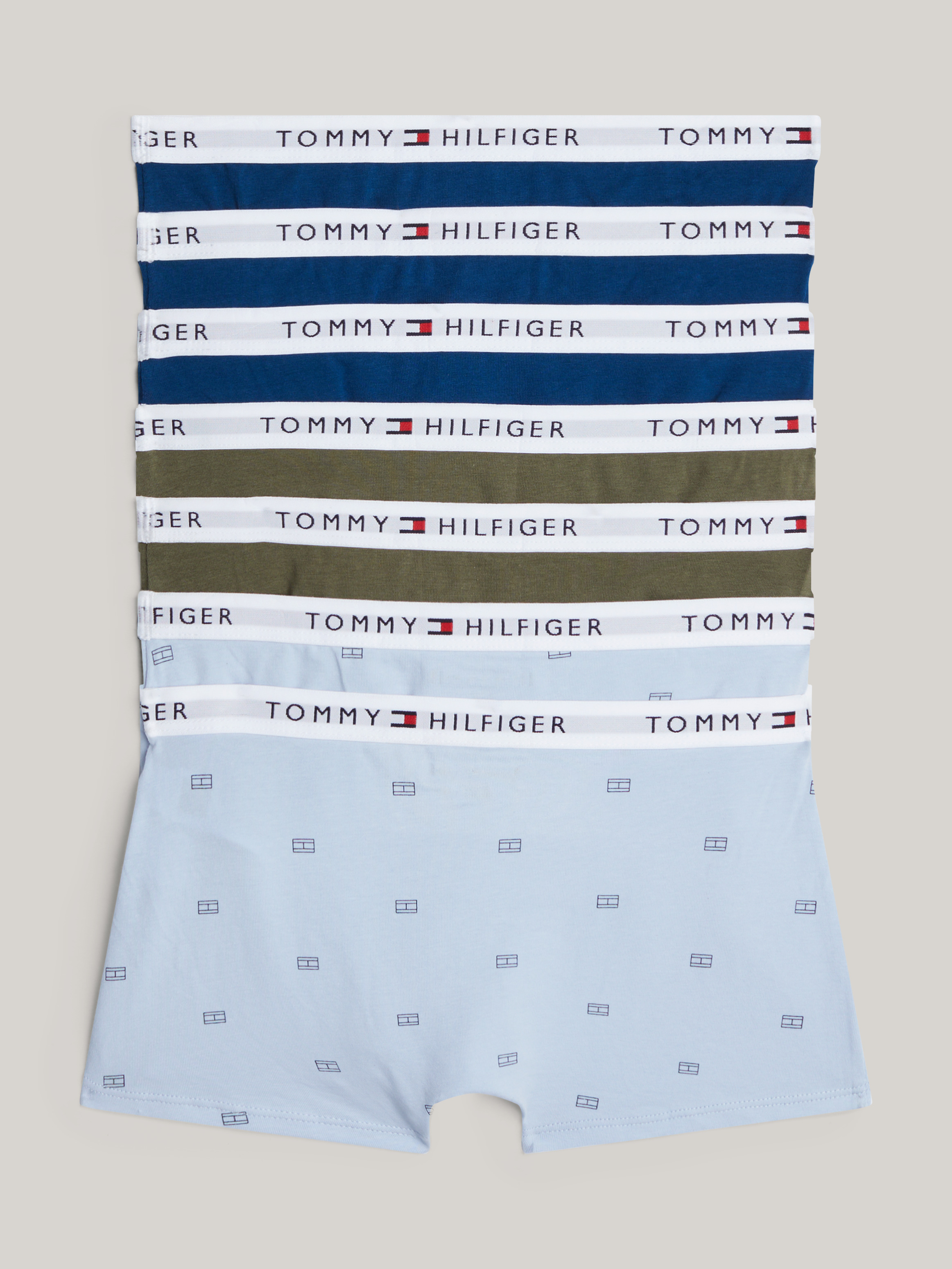 Boys 7 Pack Signature Print Logo Waistband Trunks Underwear Tommy Kids
